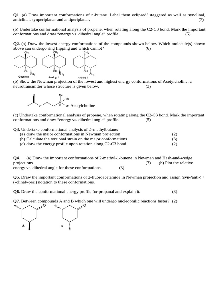 Practice Set 1 | PDF | Conformational Isomerism | Organic Chemistry