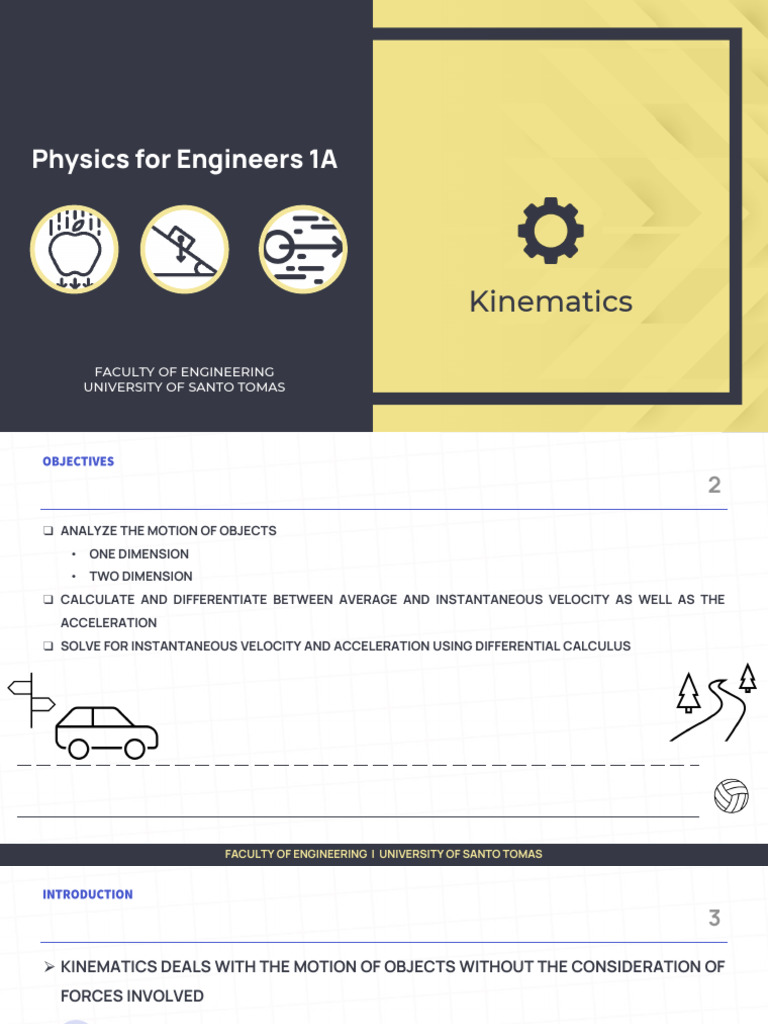Lecture 2 - Kinematics (UPDATED) | PDF | Velocity | Acceleration