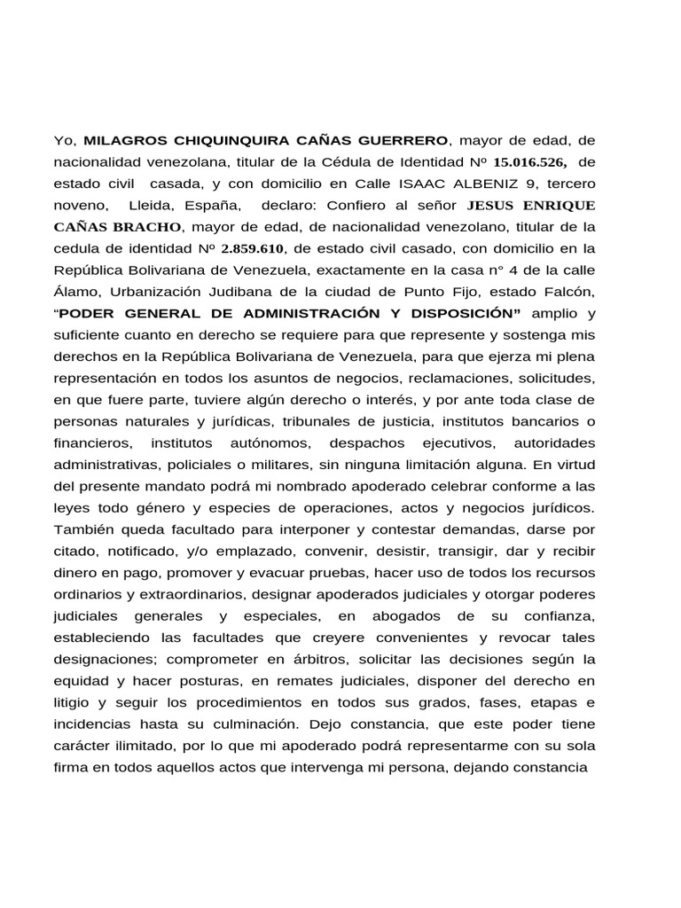 Poder Milagros Cañas | PDF | Venezuela | Gobierno