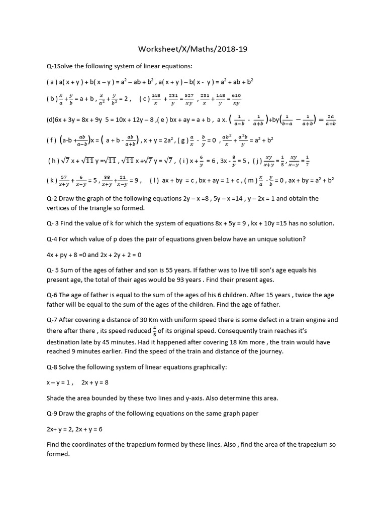 Linear Equations and Quadratic Problems | PDF | Trigonometry | Mathematical Objects