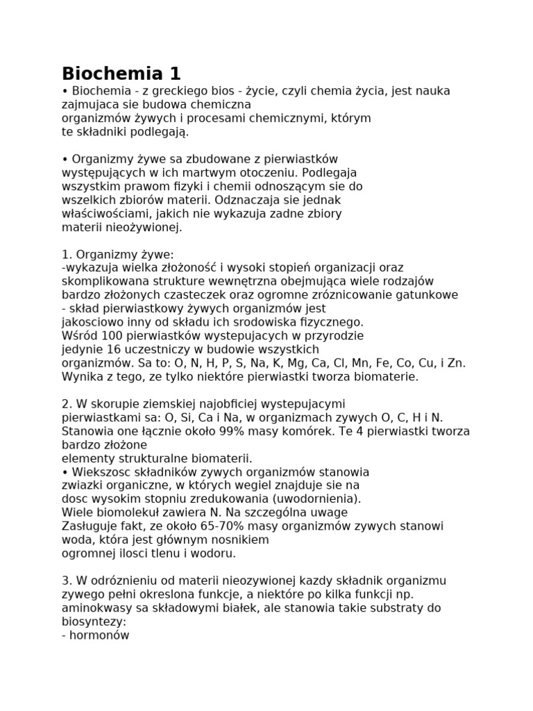 Biochemia 1 | PDF