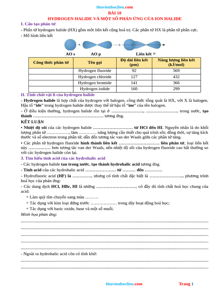 Bai Tap Hoa 10 CTST Bai 18 | PDF