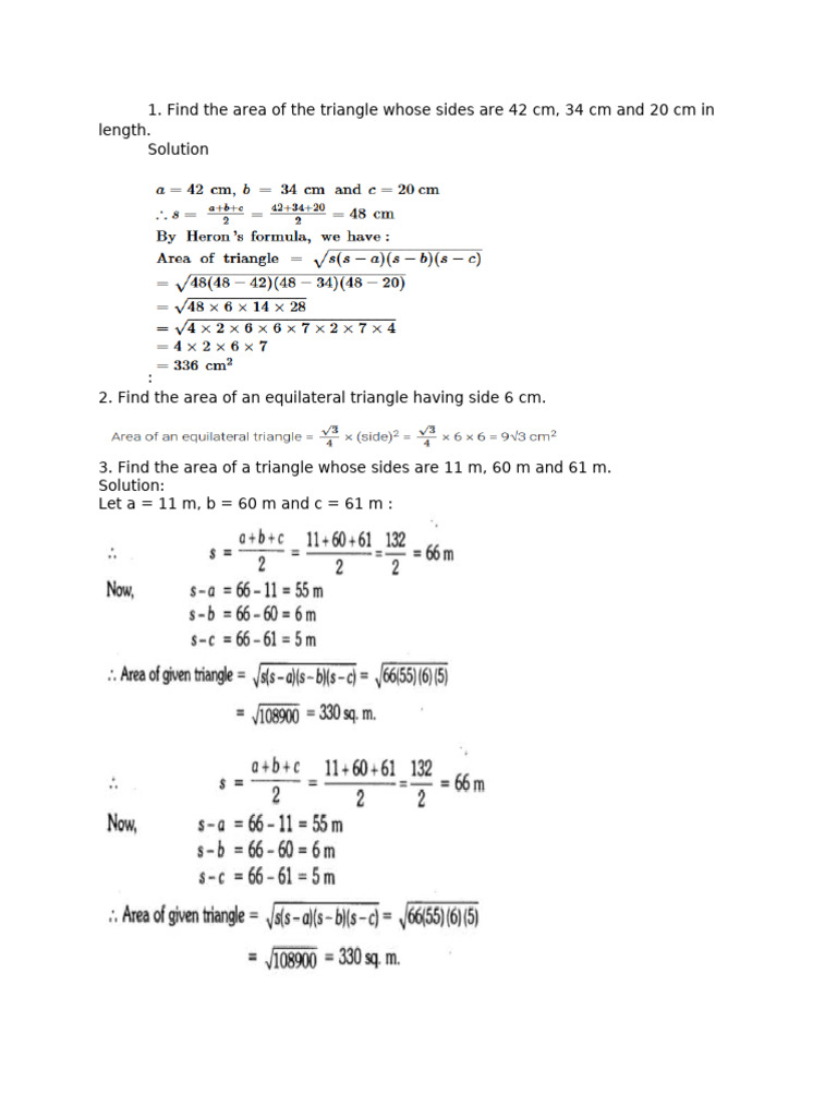 g9 Revision Herons Formula | PDF