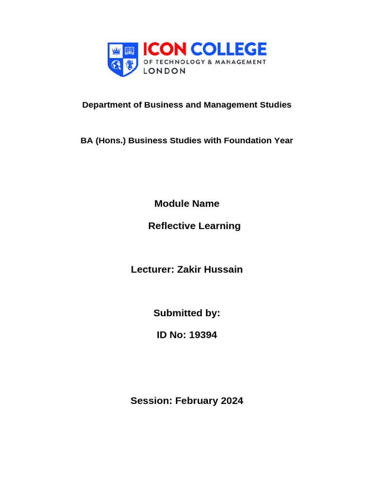 Fdy00720 23 Reflective Learning Pdf Learning Experience