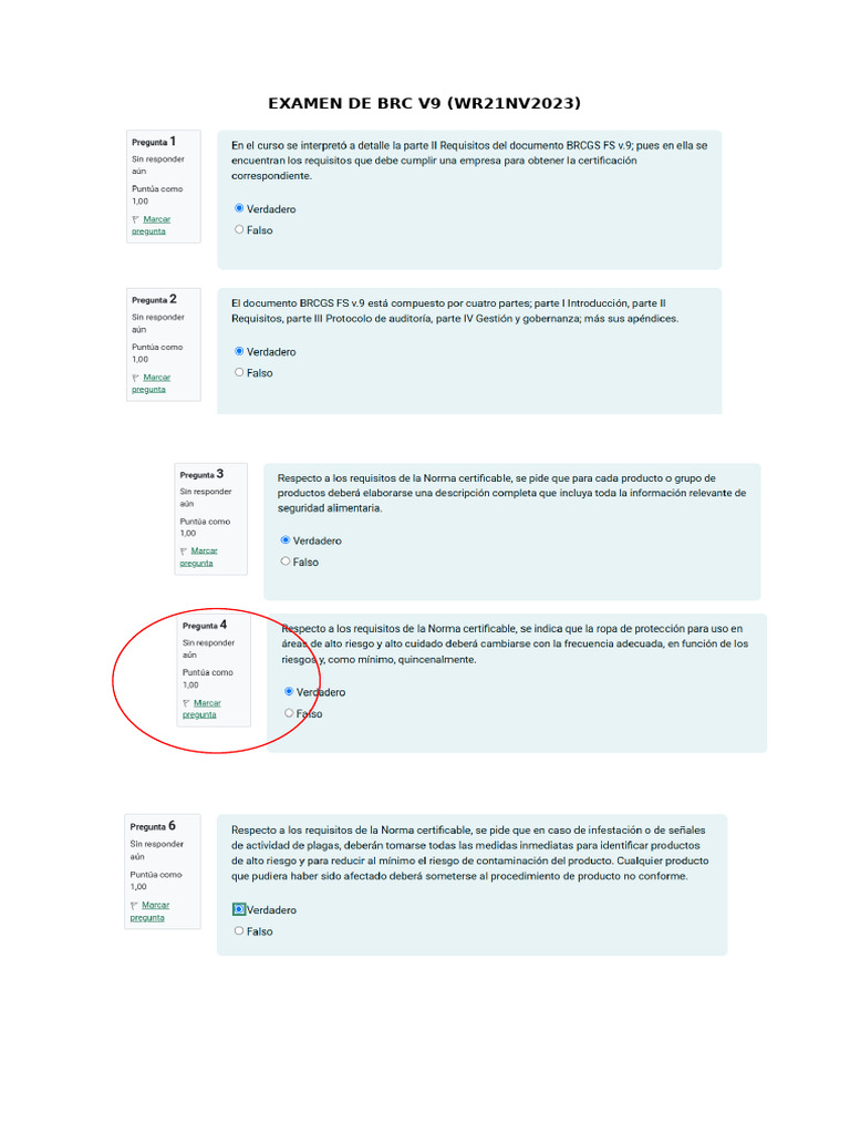 EXAMEN DE BRC V9 - EPA LA MOLINA | PDF