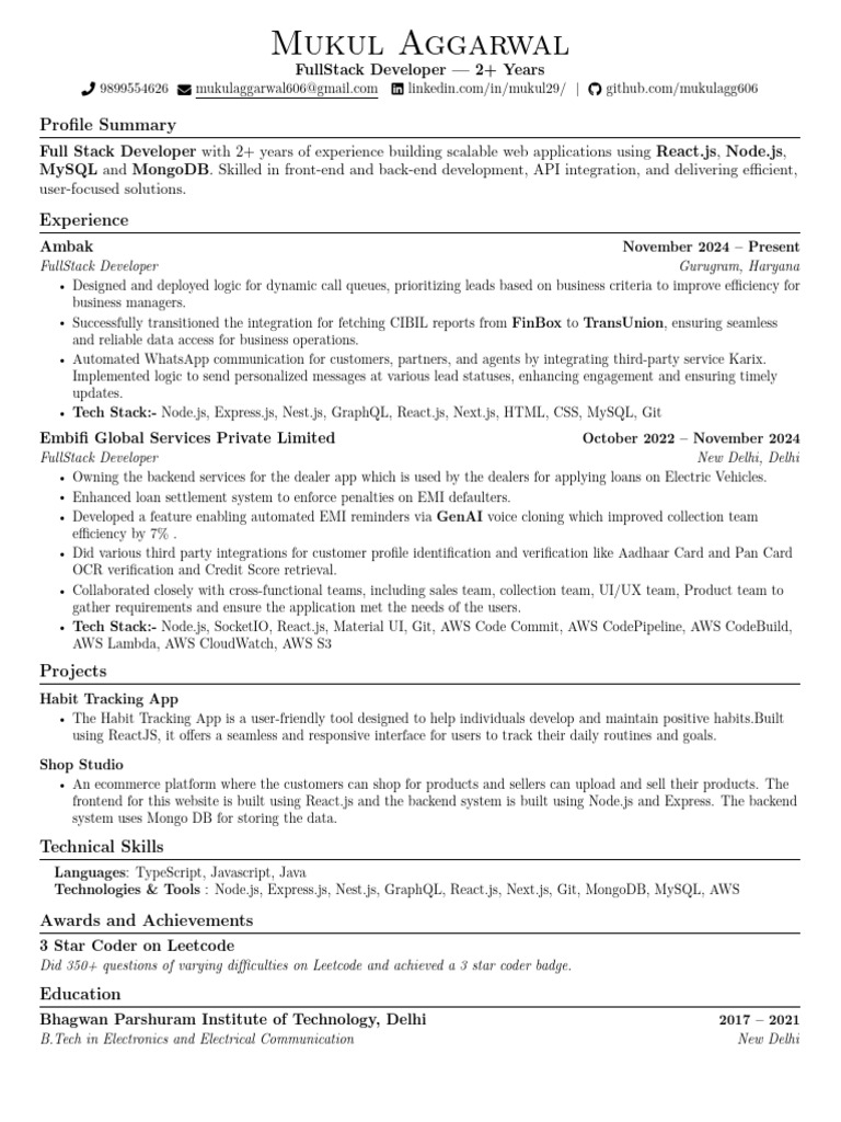 Mukul Agg Updated Resume | PDF | Computing | Software