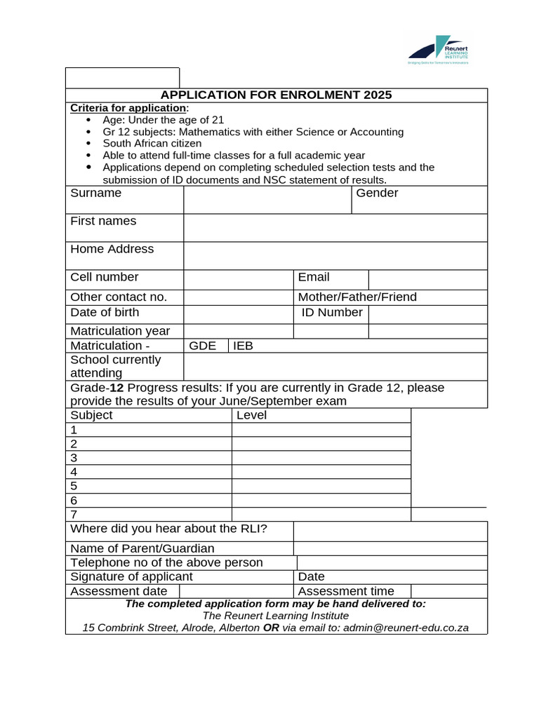 2025 Enrolment Application Guide | PDF