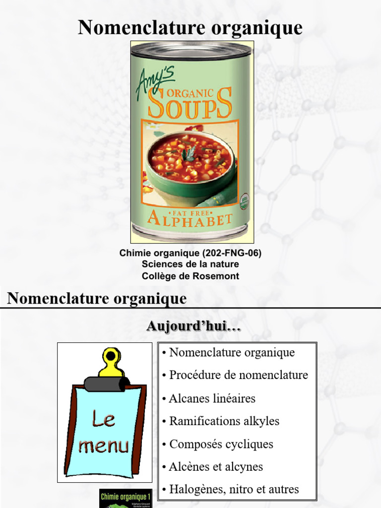Nomenclature des molécules organiques | PDF | Alcane | Hydrocarbures