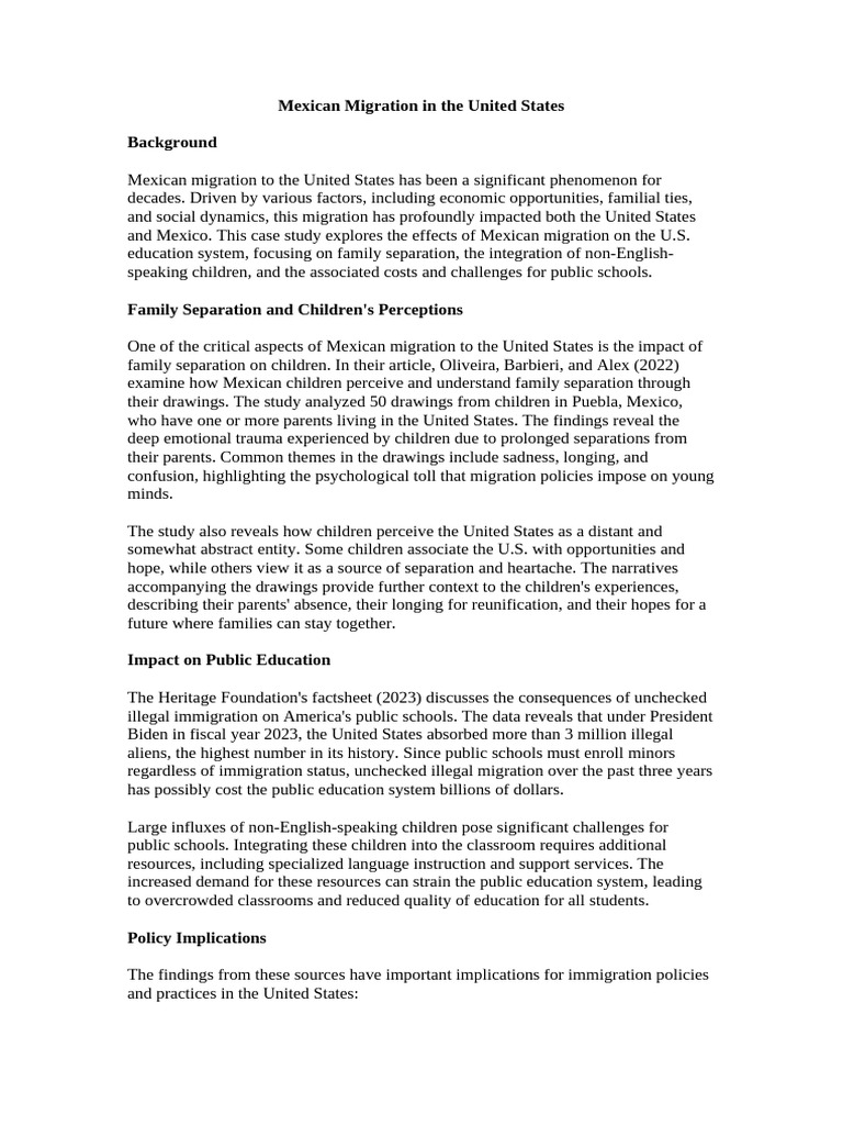 Mexican Migration in The United States | PDF | Immigration | Human ...