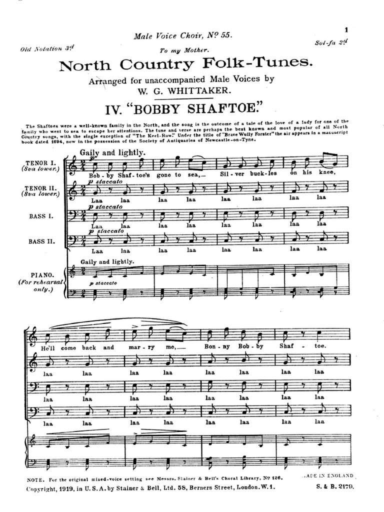 Partitura Completa + Piano Bobby-Shafto-traditional | PDF