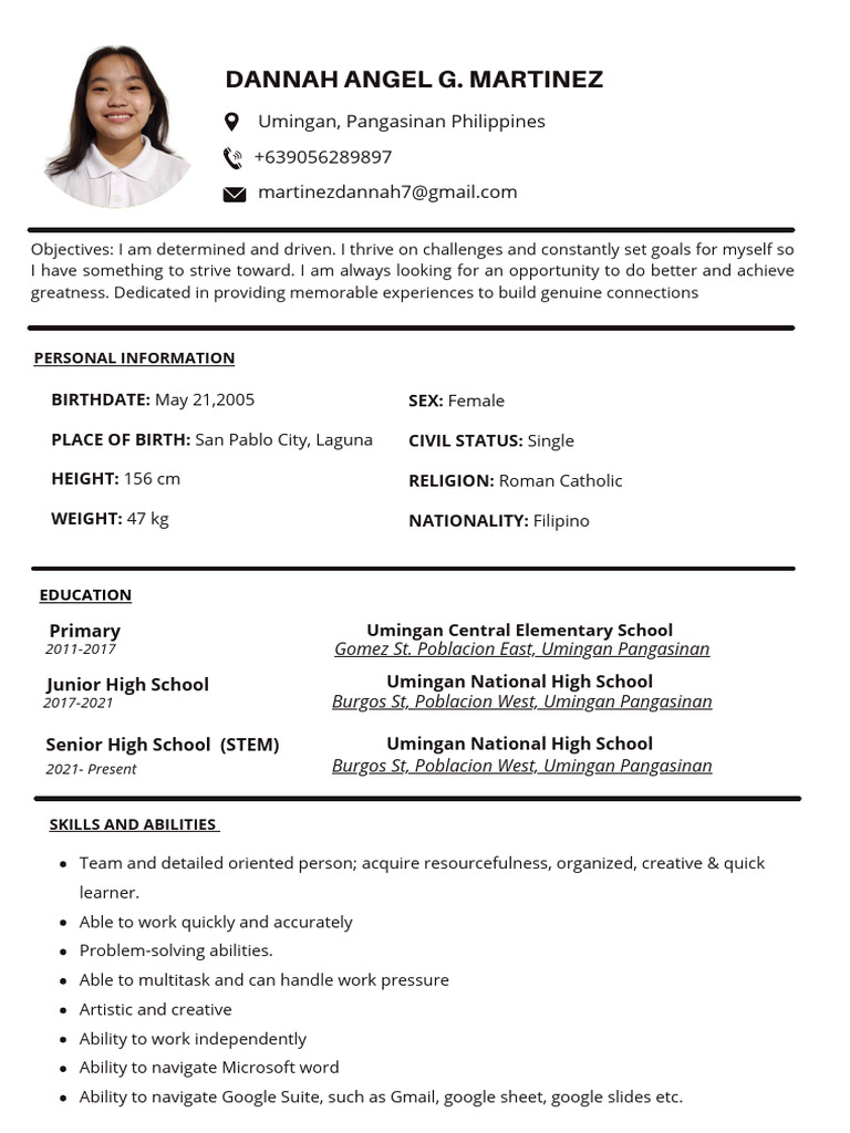 Resume of Dannah Angel G. Martinez | PDF | Learning | Cognition