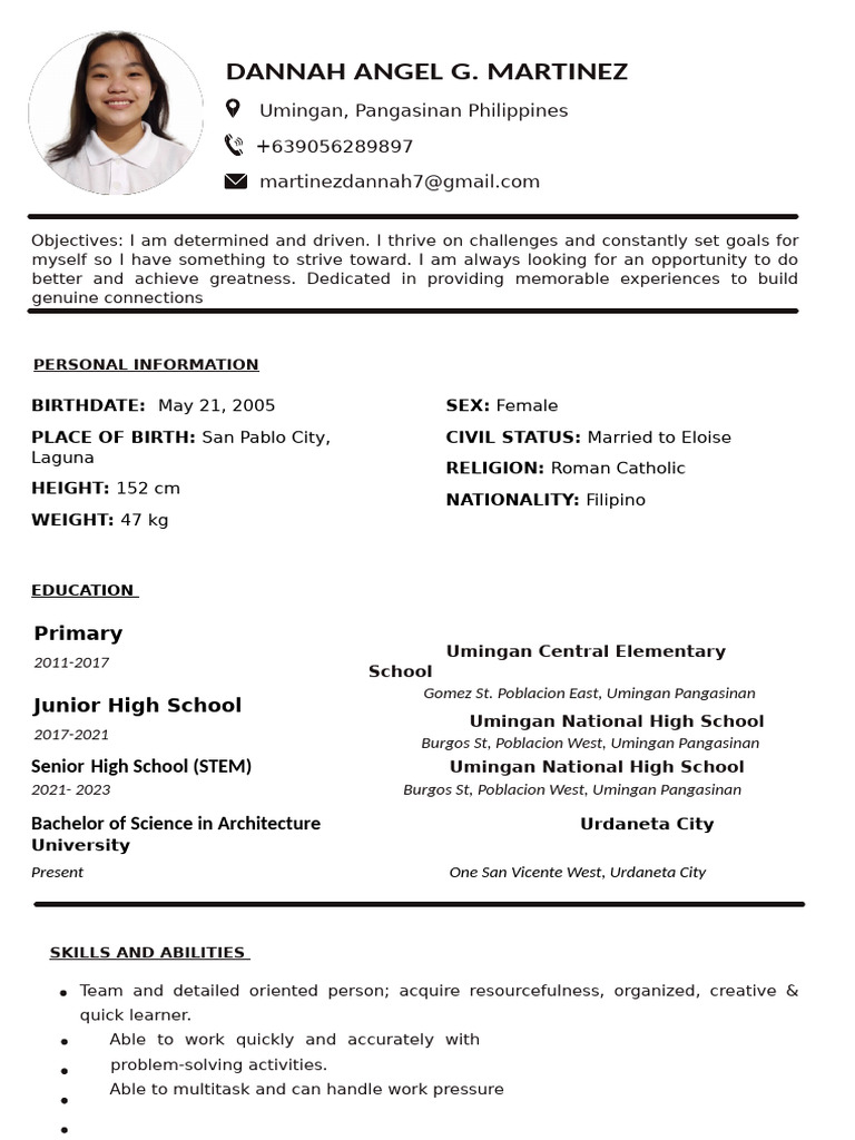 Dannah Angel Martinez RESUME | PDF | Cognition | Learning