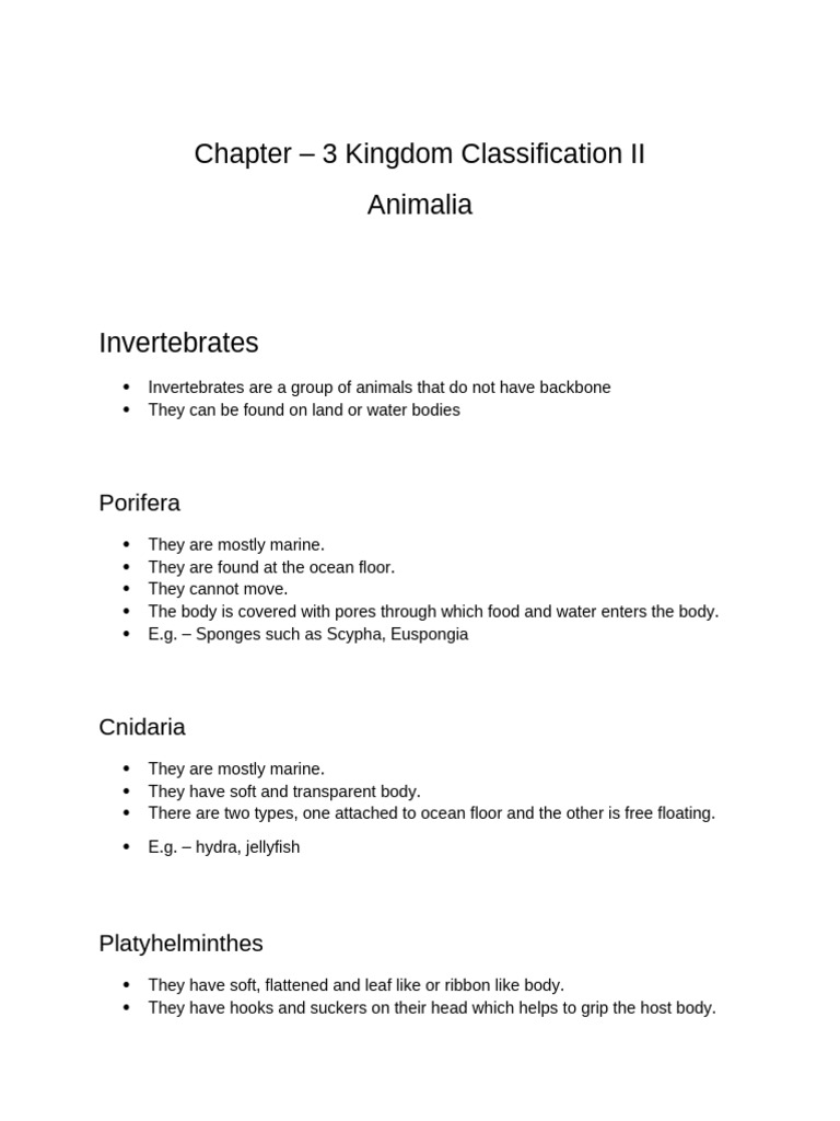 Invertebrate Classification Overview | PDF | Invertebrate | Biology