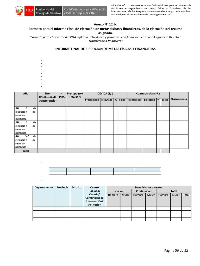 6 Infome Final - Directiva N°011-2022-DV-PE-DPM | PDF
