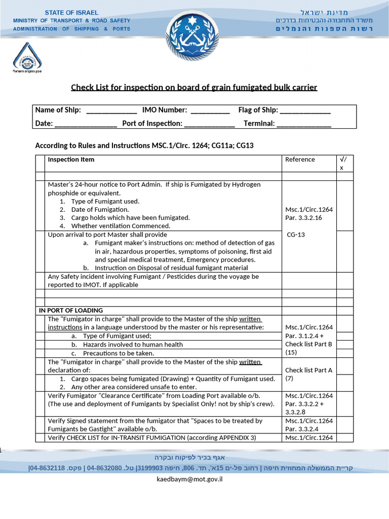 Grain Fumigation Inspection Guide | PDF | Safety | Occupational Safety ...