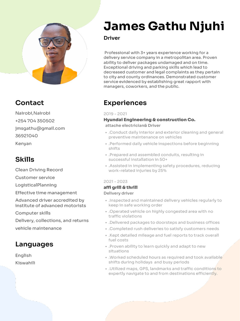 Experienced Delivery Driver Resume | PDF | Driving | Transport
