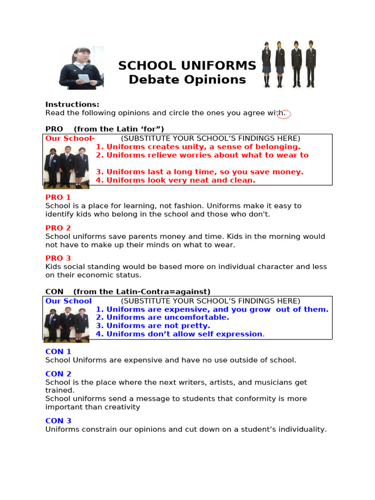 School Uniforms: Pros and Cons Debate | PDF