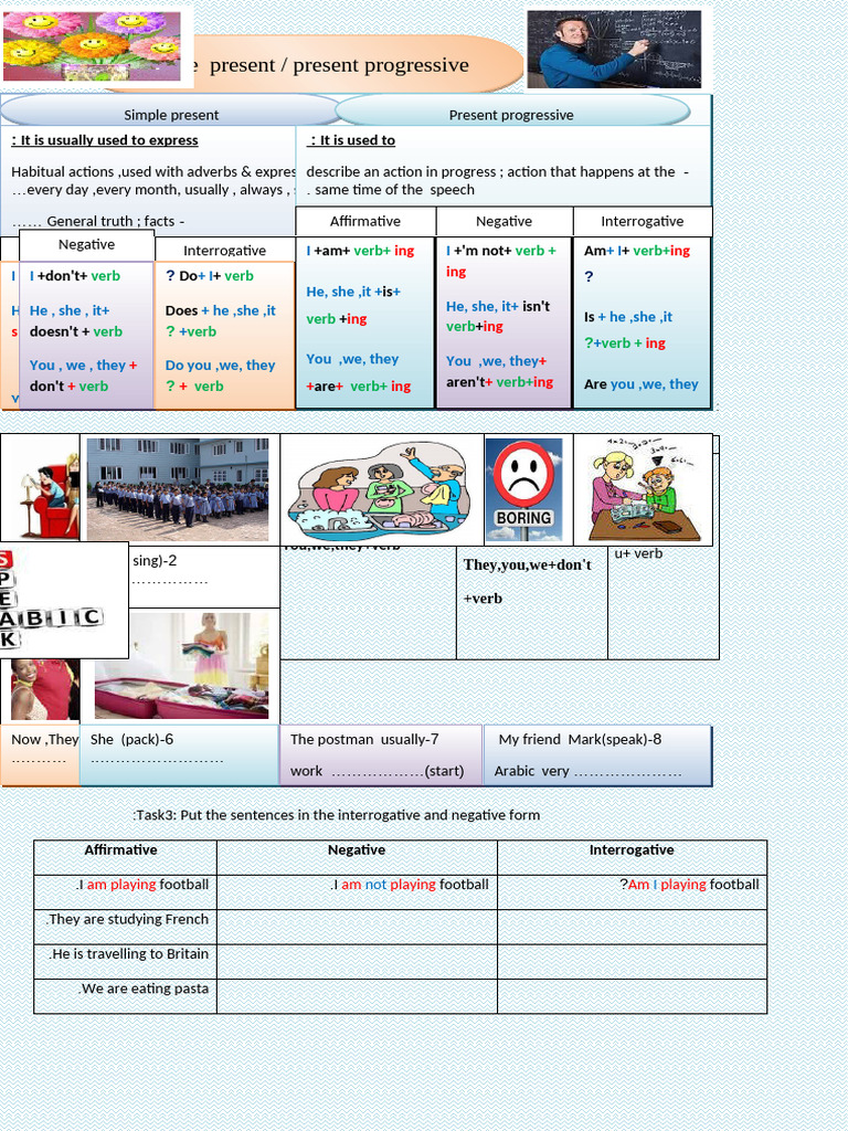Simple Present Present Progressive | PDF | Verb | Linguistic Typology