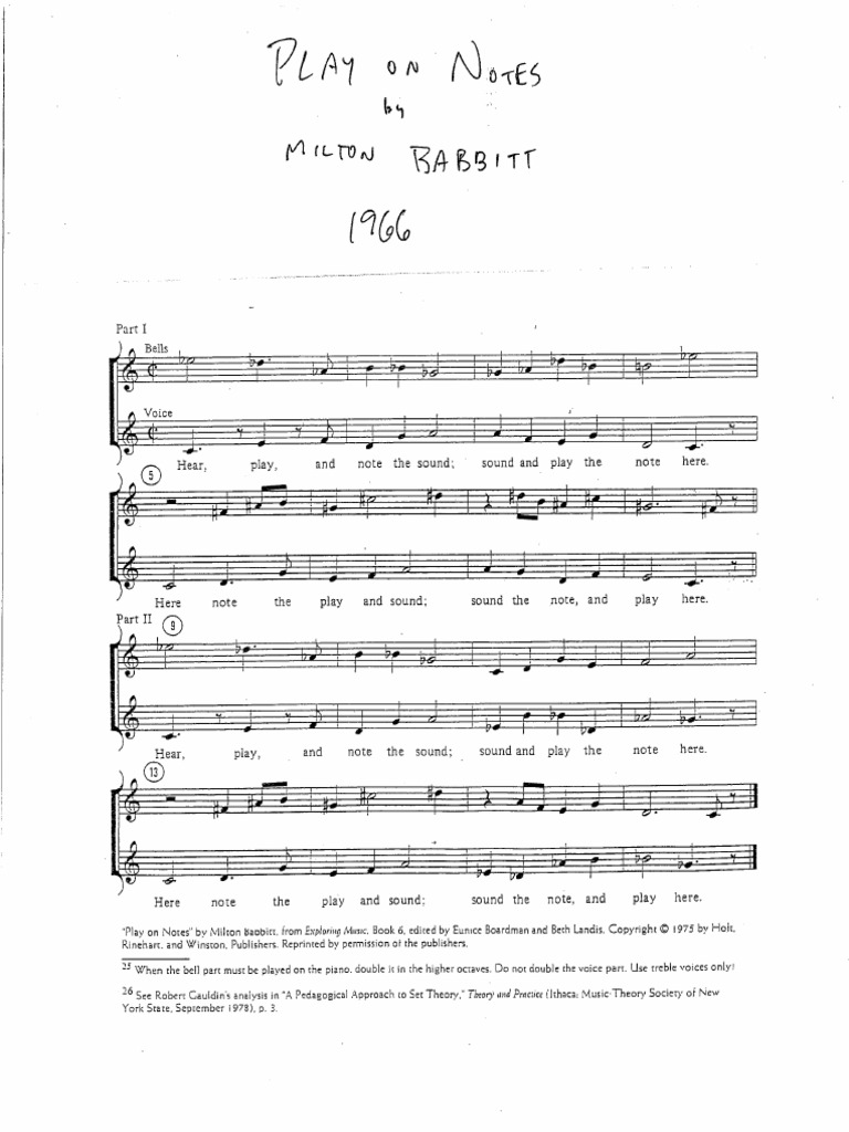 Babbitt - Play on Notes | PDF