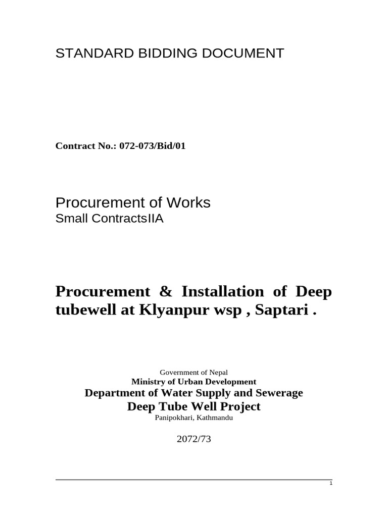 Deep Tube Well Installation Bid Document | PDF | Specification ...