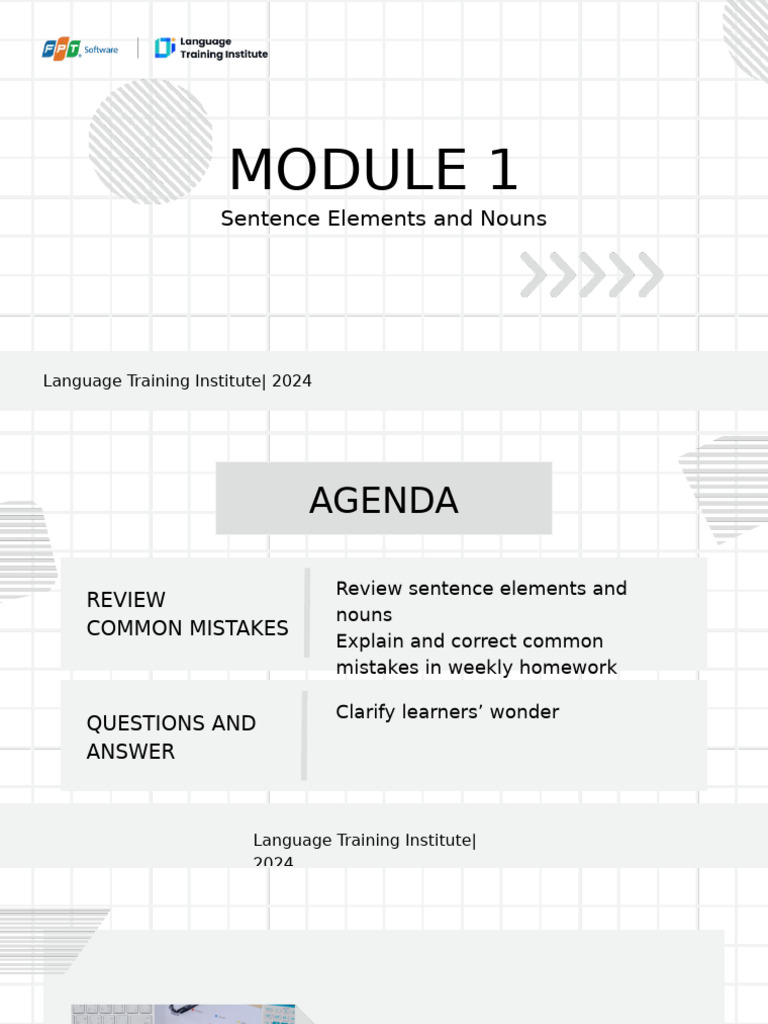 Module 1 Sentence Elements and Nouns | PDF | Plural | Subject (Grammar)