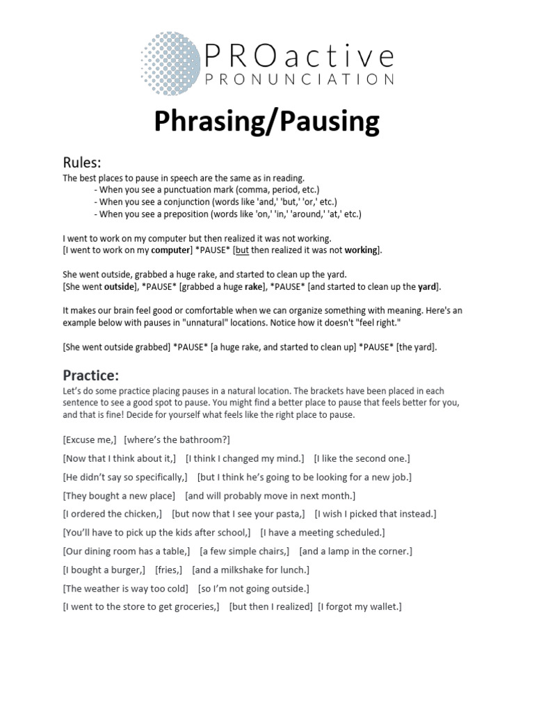 Mastering Pausing in Speech | PDF