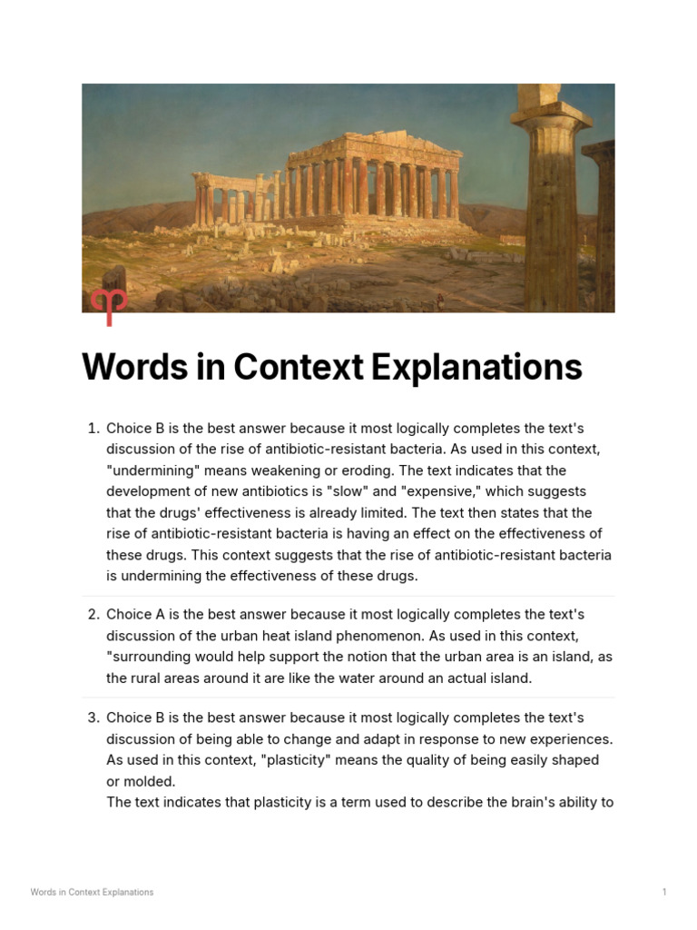 Contextual Word Meaning Explanations | PDF | Antimicrobial Resistance ...