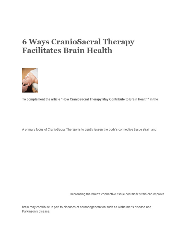 Article - 6 Ways CranioSacral Therapy Facilitates Brain Health | PDF ...