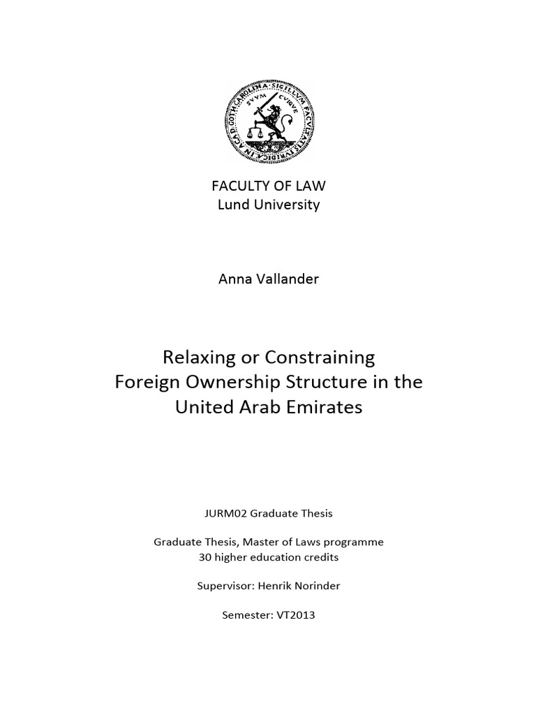 Foreign Ownership Structure in UAE | PDF