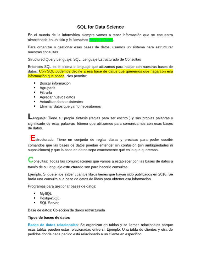 SQL: Gestión de Bases de Datos | PDF | SQL | Bases de datos