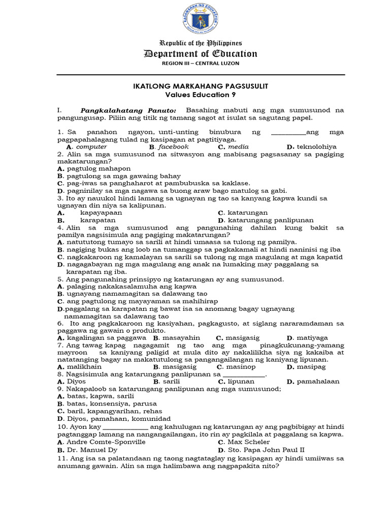 ESP Grade 9 3RD Quarter | PDF
