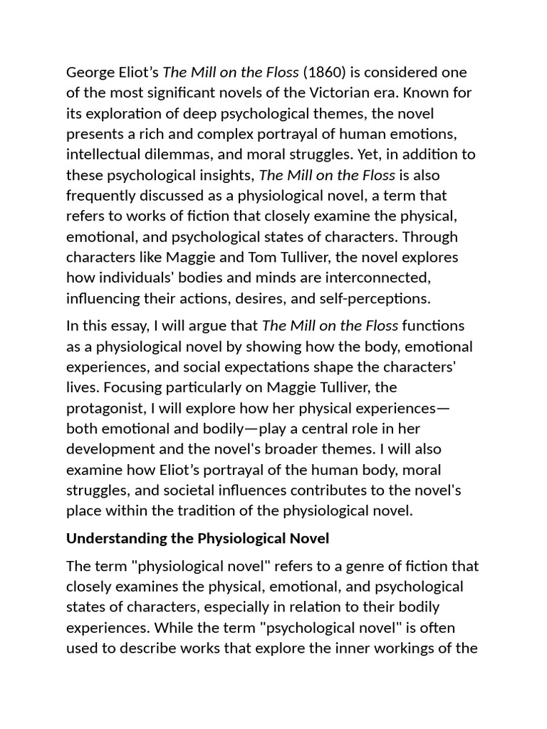 The Mill On The Floss As A Physiological Novel-1 | PDF | The Mill On ...