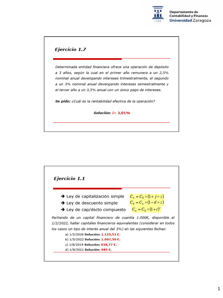 Prácticas Tema 1 Solución Final Ejer 1.1 y 1.7, y Adicionales Del 1 Al 6 | PDF | Interés ...