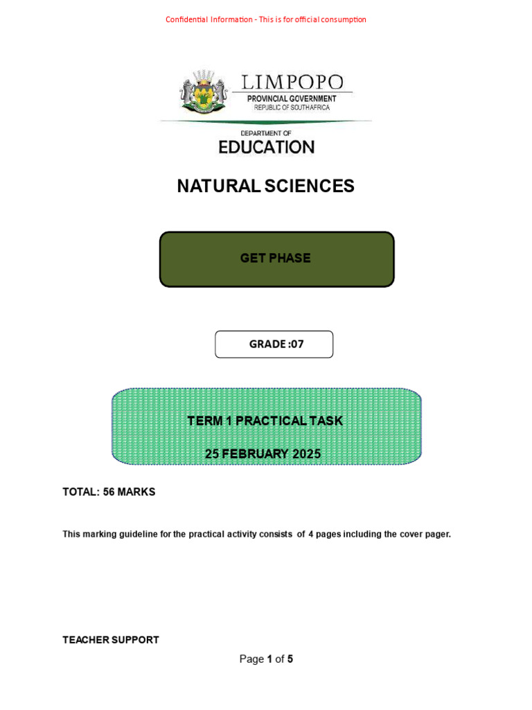 GR 7 NS Practical Marking Guideline TRM 1 2025 | PDF | Flowers | Biological Interactions