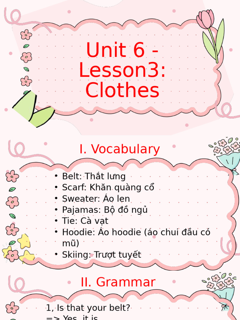 Unit 6 - Lesson 3, Clothes | PDF