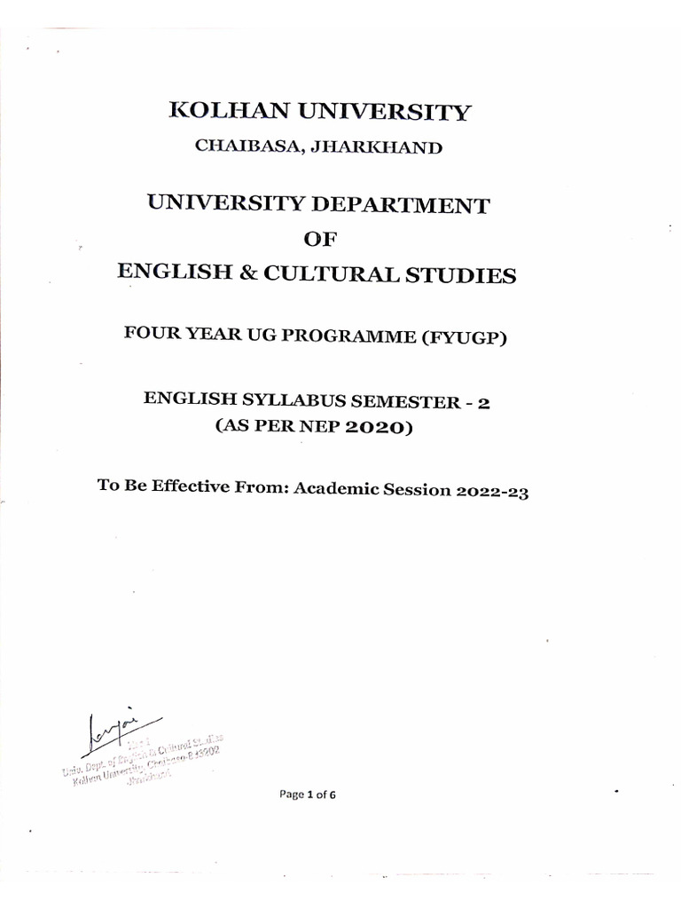 UG Sem 2 Syllabus NEP | PDF