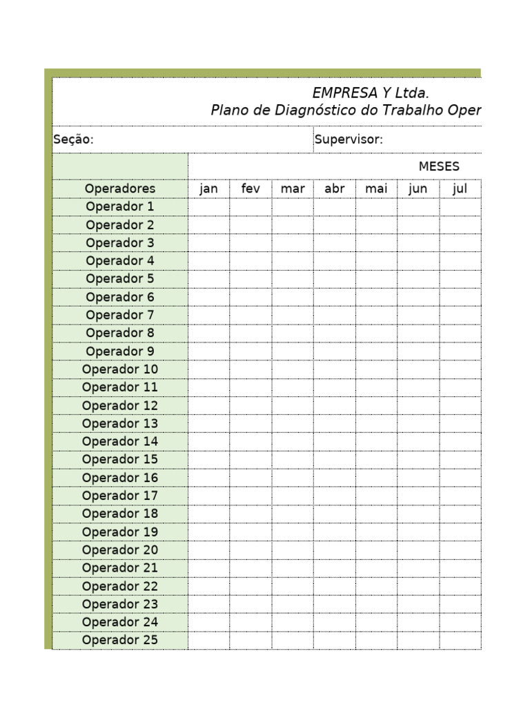 Plano de Diagnóstico Do Trabalho Operacional | PDF