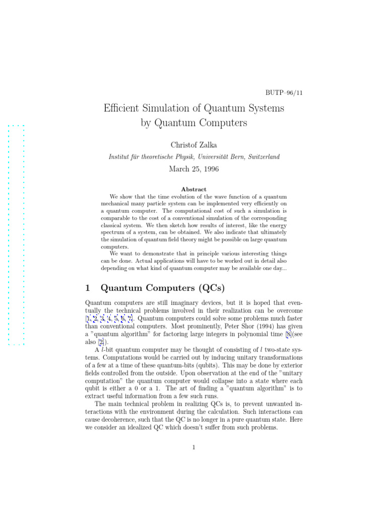 Efficient Simulation of Quantum Systems | PDF | Quantum Computing ...