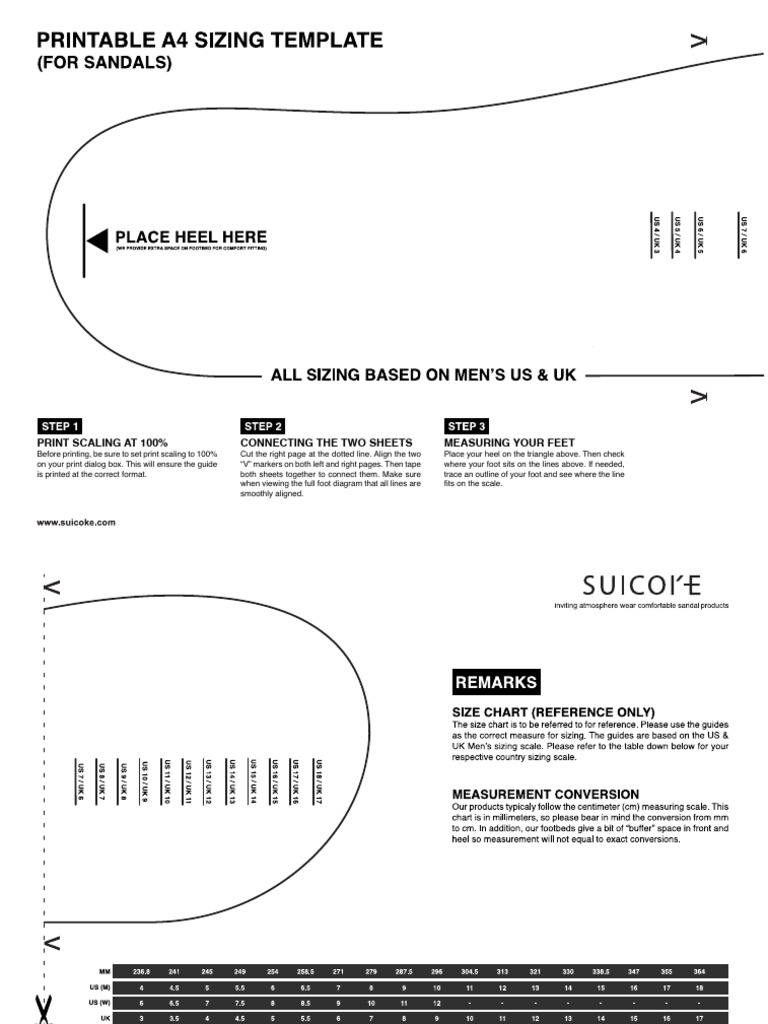 Suicoke Sizing Guide Instructions | PDF