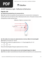 Class 10 NCERT Light Solutions | PDF | Mirror | Optics
