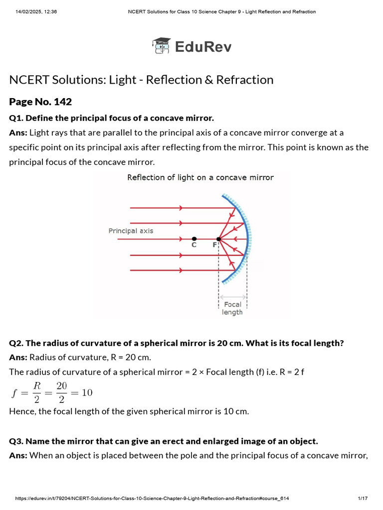 Light Reflection and Refraction - Notes | PDF | Mirror | Refractive Index