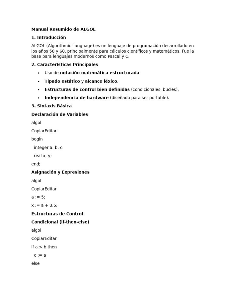 Manual de ALGOL | PDF