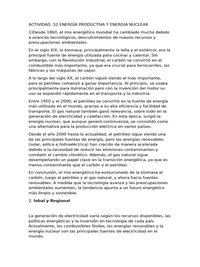 Evolución del Mix Energético Global | PDF | Energía renovable ...