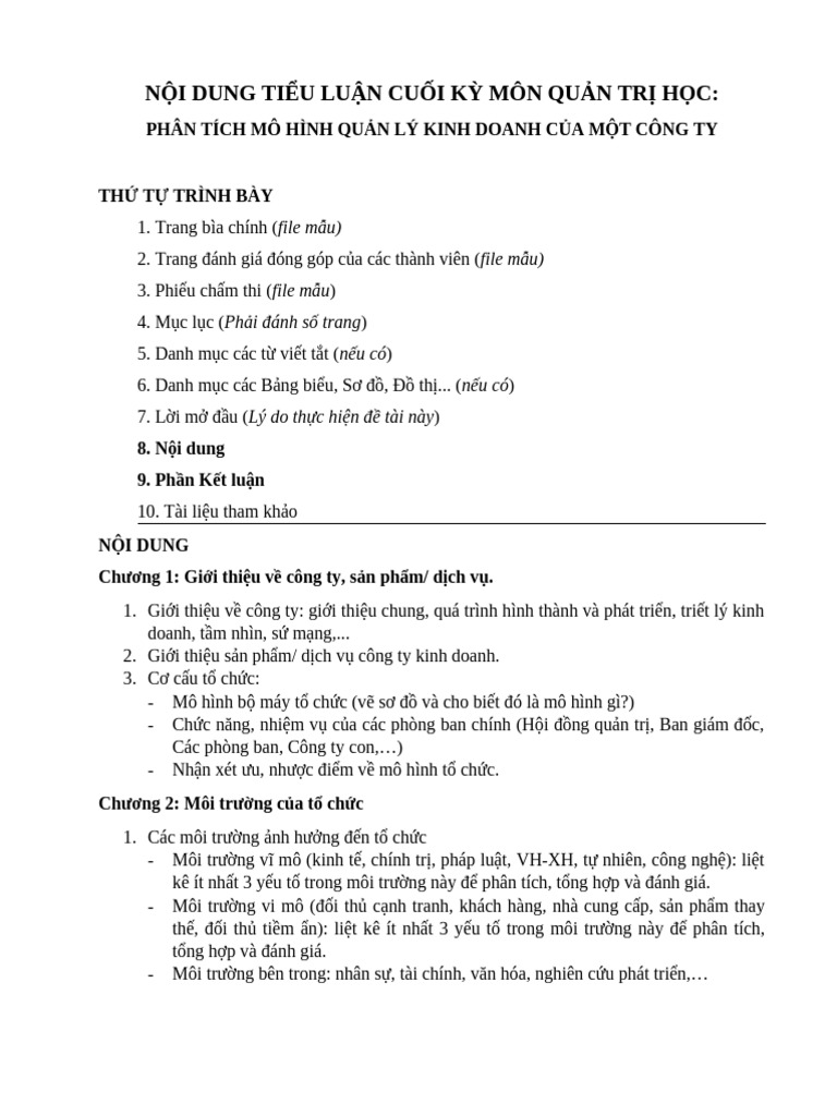 Nội Dung Tiểu Luận Cuối Kỳ Qth | PDF