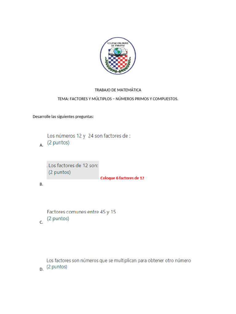 4732174_trabajo de Matemática Factores, Multiplos , Numeros Primos y ...
