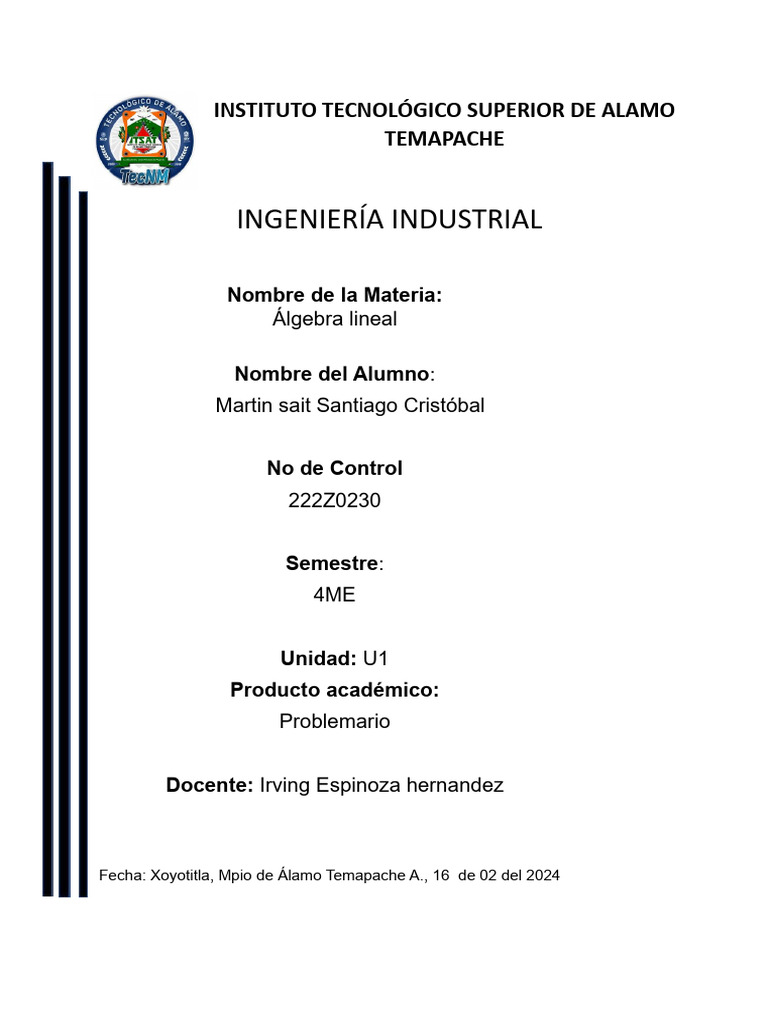 Problemario U1 Algebra | PDF