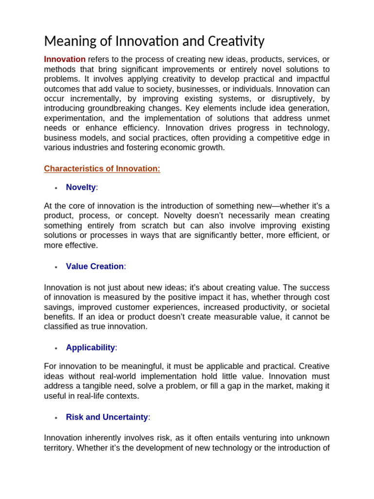 BMB106 Creativity, Innovation and Entrepreneurship UNIT-1 NOTES | PDF ...