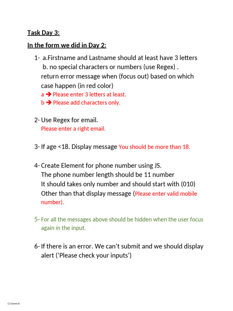Input Validation Error Messages | PDF