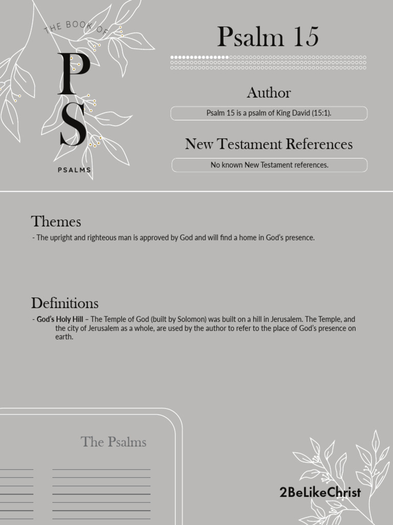 Living Psalm 15: A Guide to Integrity | PDF | Psalms | David