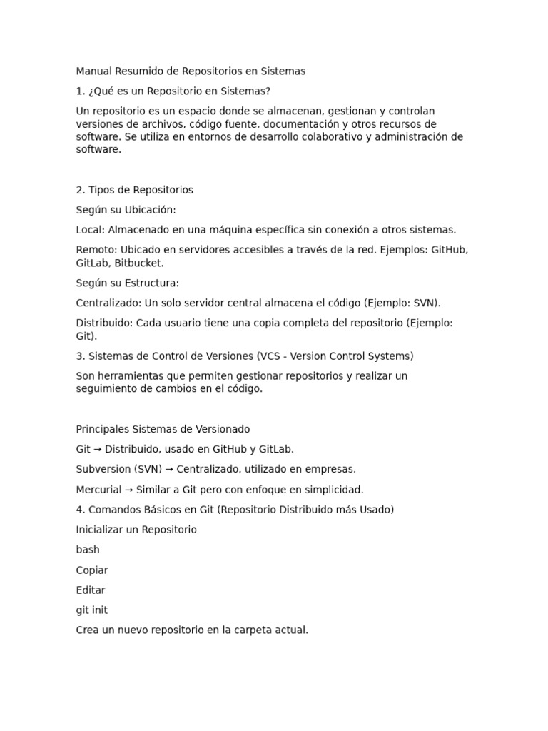 Guía de Repositorios y Git Básico | PDF